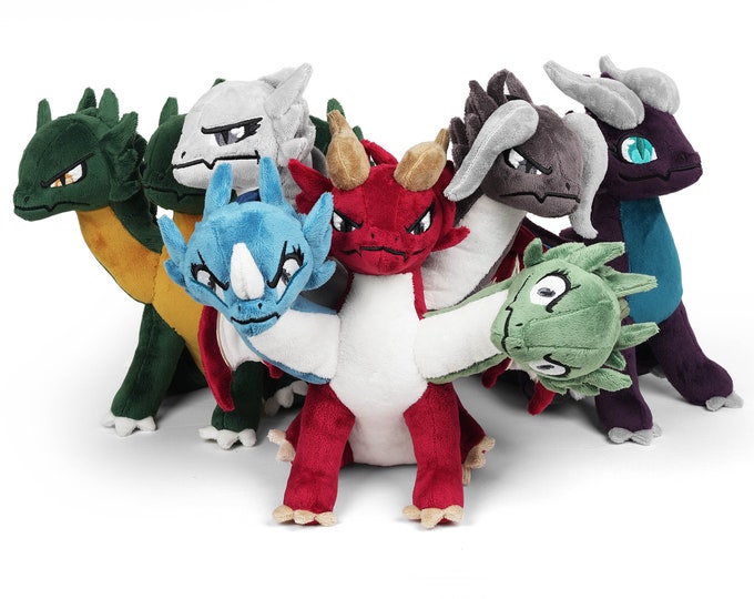 Hydra & Dragon Plush Plushie Stuffed Animal in Minky Faux Fur Multi ...