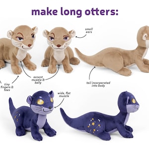 Otter & Weasel Plush Animal Sewing Pattern .pdf Tutorial Ferret Ermine ...