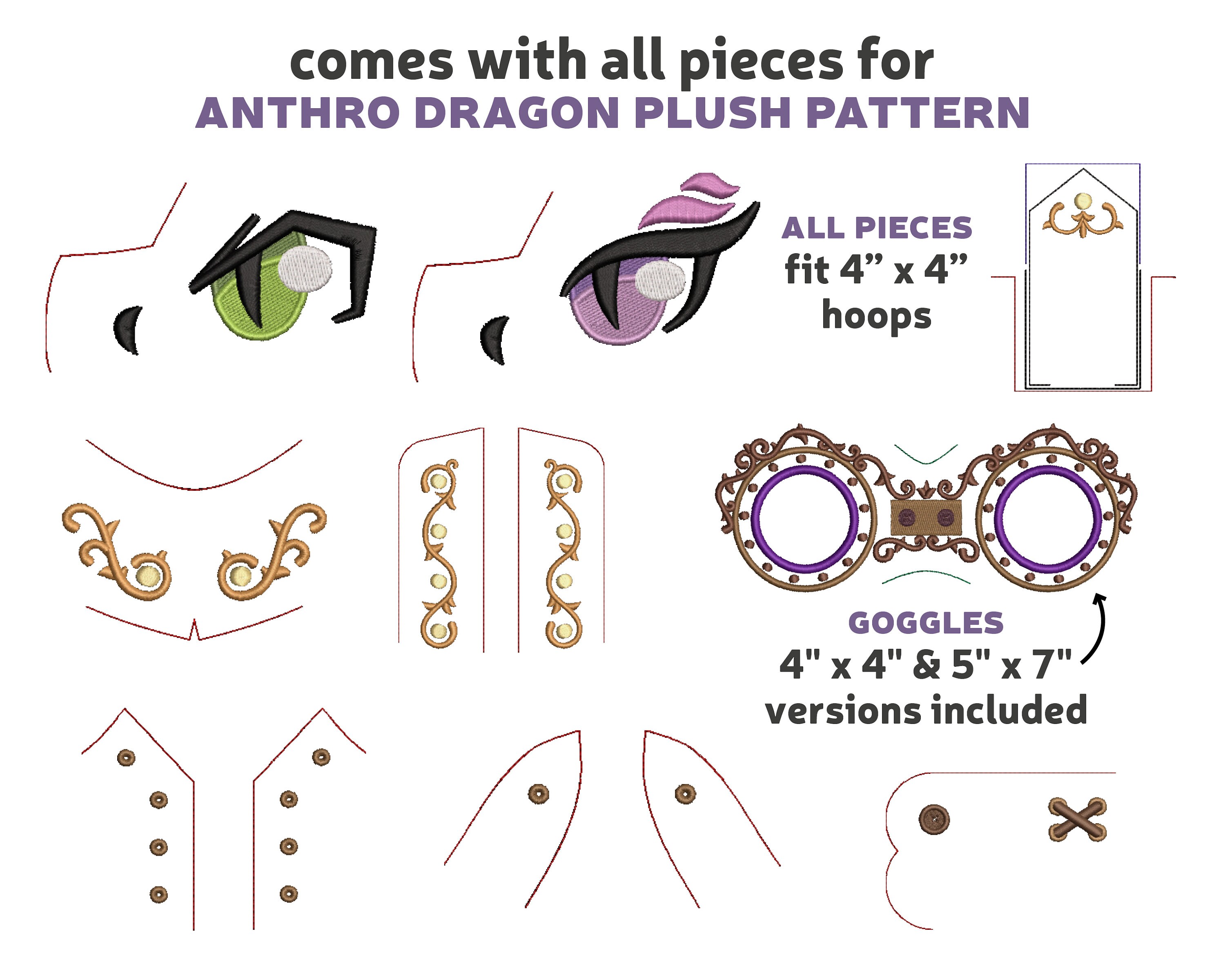 Dragon Eyes #10 Machine Embroidery File Design for Plush 7 Sizes - Etsy