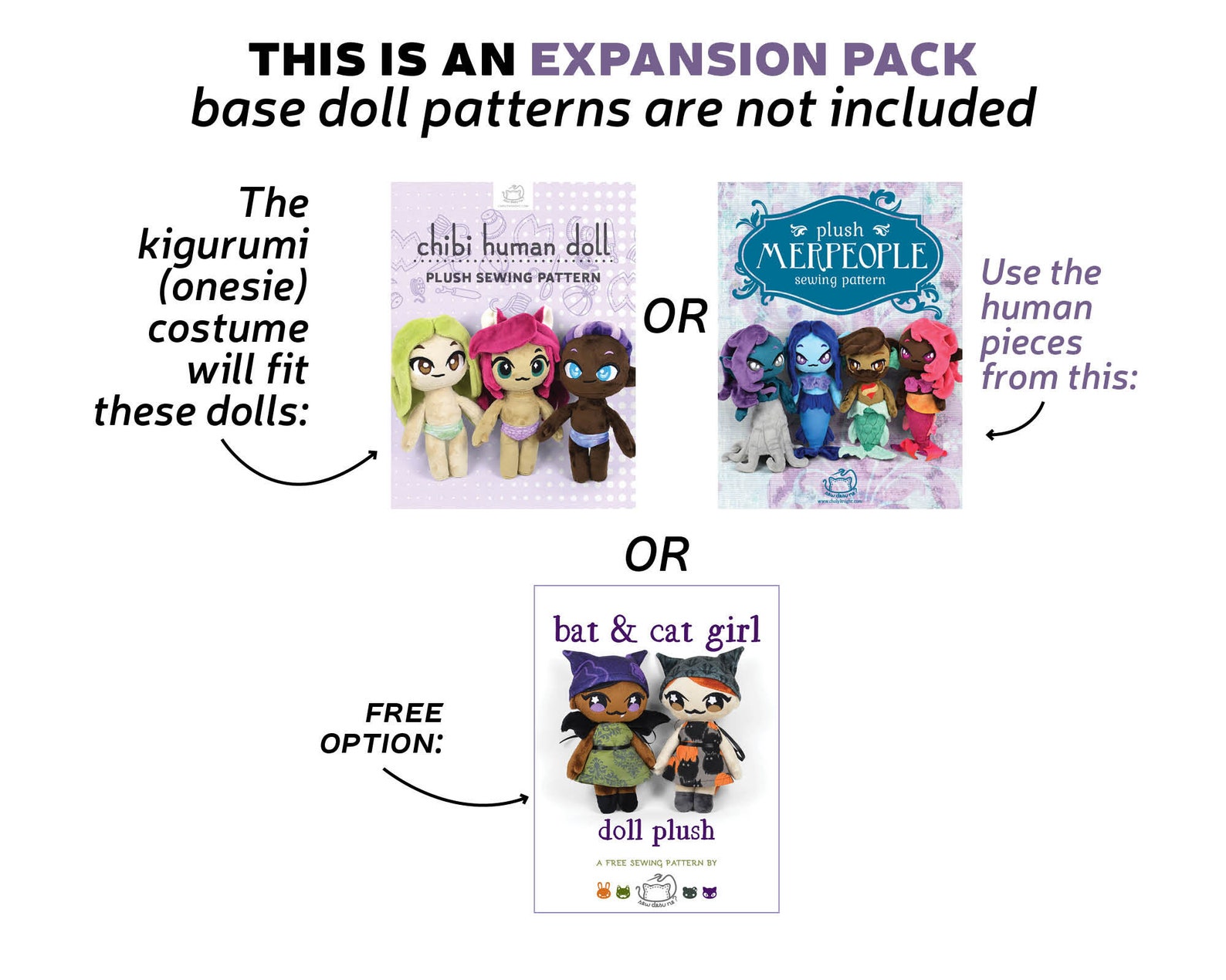 Doll Kigurumi Animal Costume Expansion Pack Sewing Pattern | Etsy