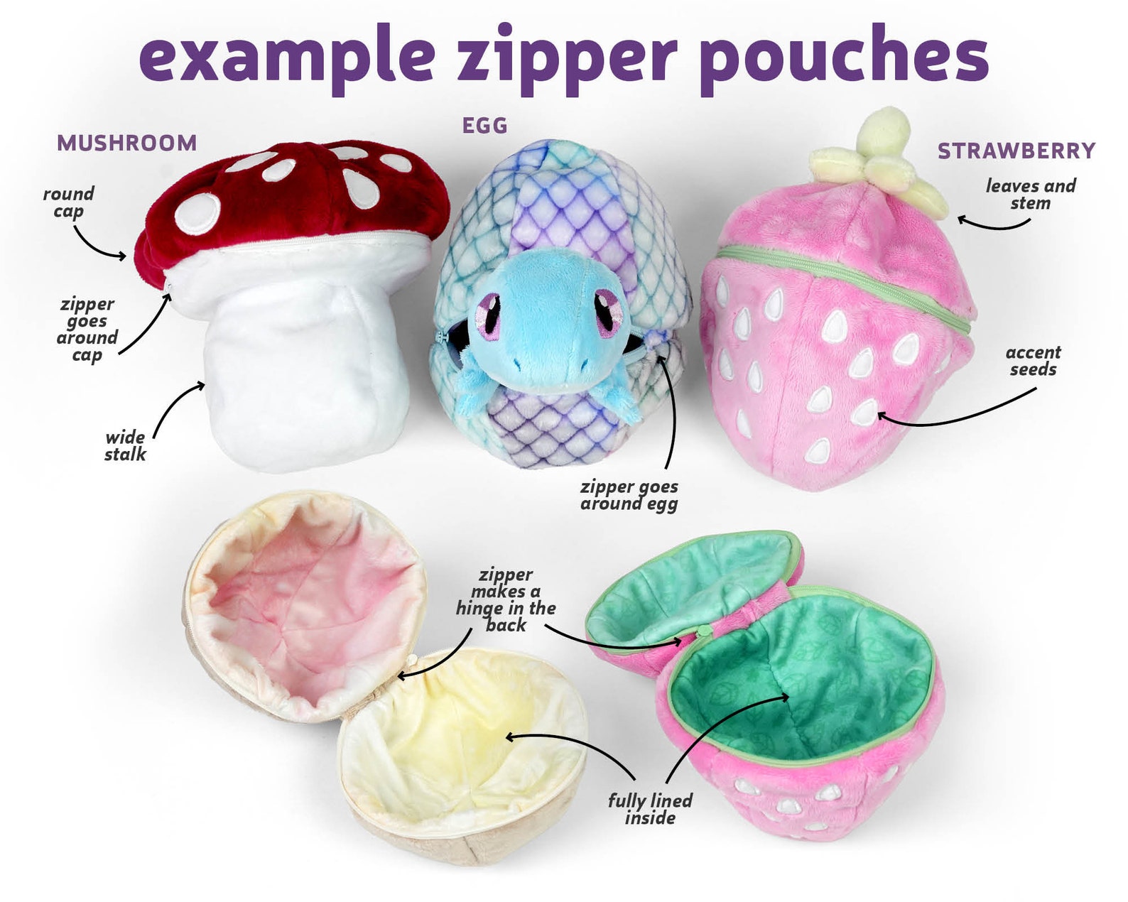 Pouch Pets Plush Sewing Pattern .pdf Tutorial Zipper Dragon Unicorn ...