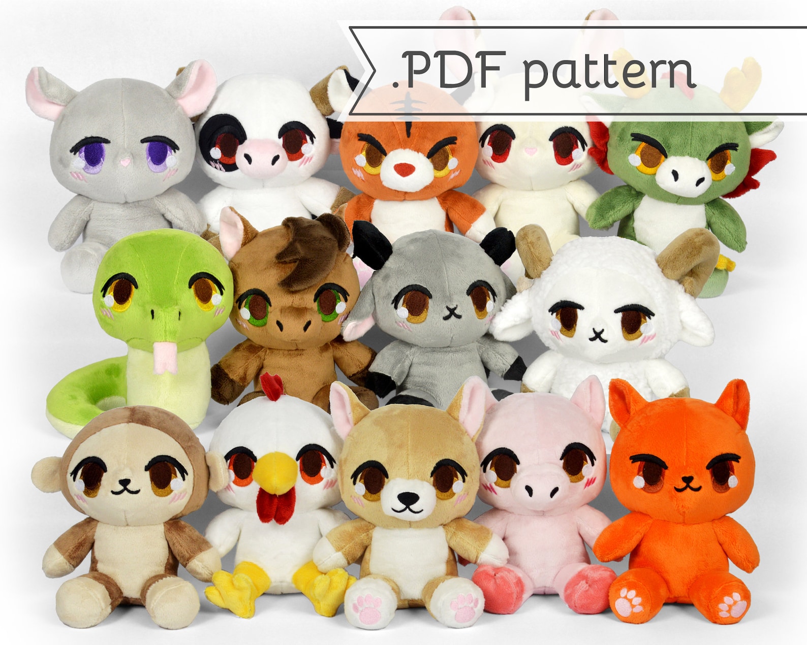 Chinese Zodiac Animal Plush Pack Sewing Pattern .pdf Tutorial - Etsy