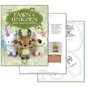 Fawn & Unicorn Chibi Plush Sewing Pattern .pdf Tutorial - Etsy