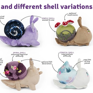 Snail Plush Animal Sewing Pattern .pdf Tutorial Kitty Puppy Shell ...
