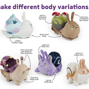 Snail Plush Animal Sewing Pattern .pdf Tutorial Kitty Puppy Shell ...