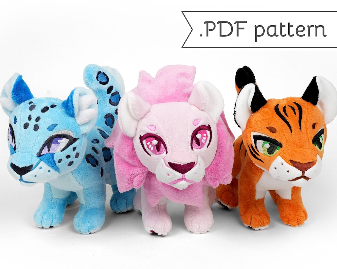 Standing Wildcats Plush Sewing Pattern .pdf Tutorial Tiger Lion Leopard ...