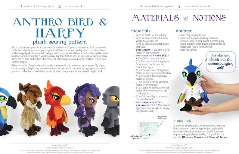 Anthro Bird & Harpy Doll Plush Sewing Pattern .pdf Tutorial - Etsy