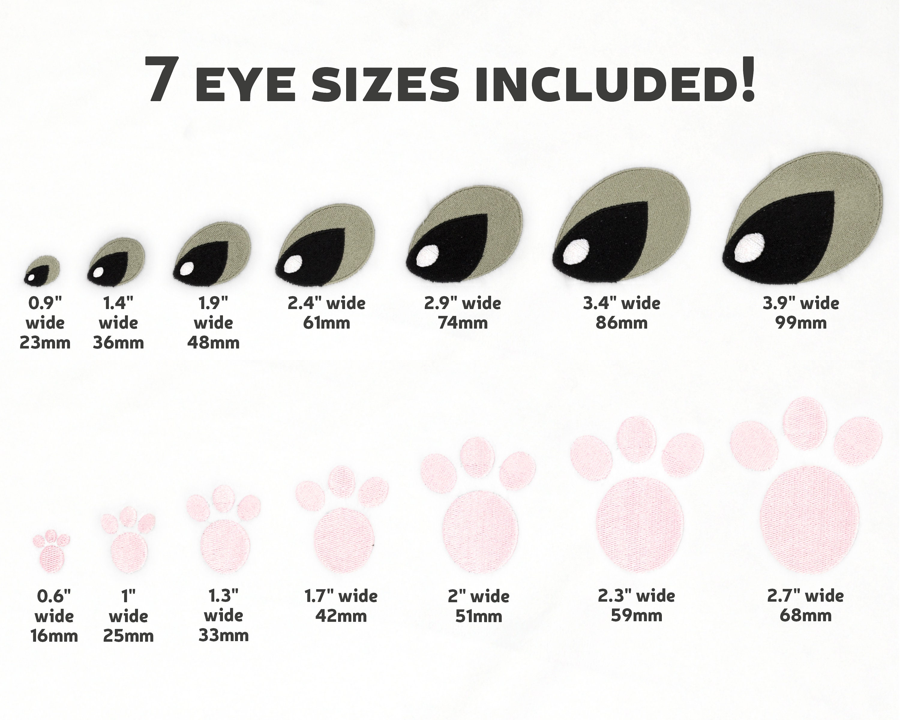 Cryptid Plush Eyes Machine Embroidery File Design Bundle for Bigfoot ...
