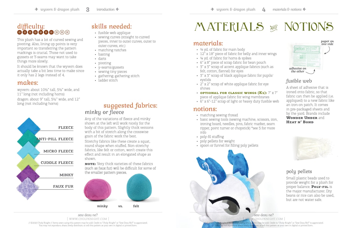 Wyvern & Dragon Chibi Plush Sewing Pattern .pdf Tutorial - Etsy Hong Kong