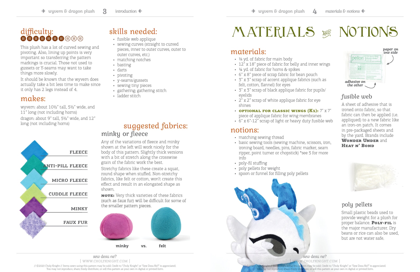 Wyvern & Dragon Chibi Plush Sewing Pattern .pdf Tutorial - Etsy