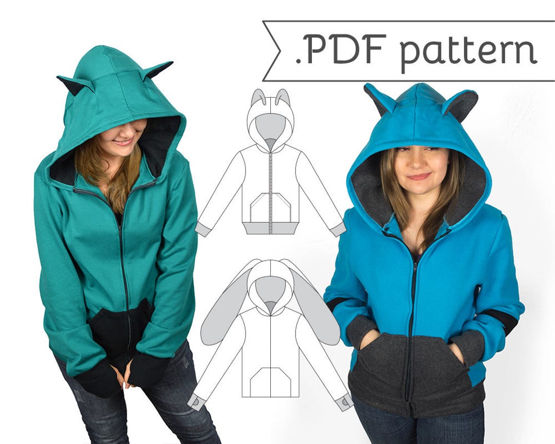 Unisex Men's Relaxed Cosplay Hoodie Sewing Pattern .pdf Tutorial Hooded ...