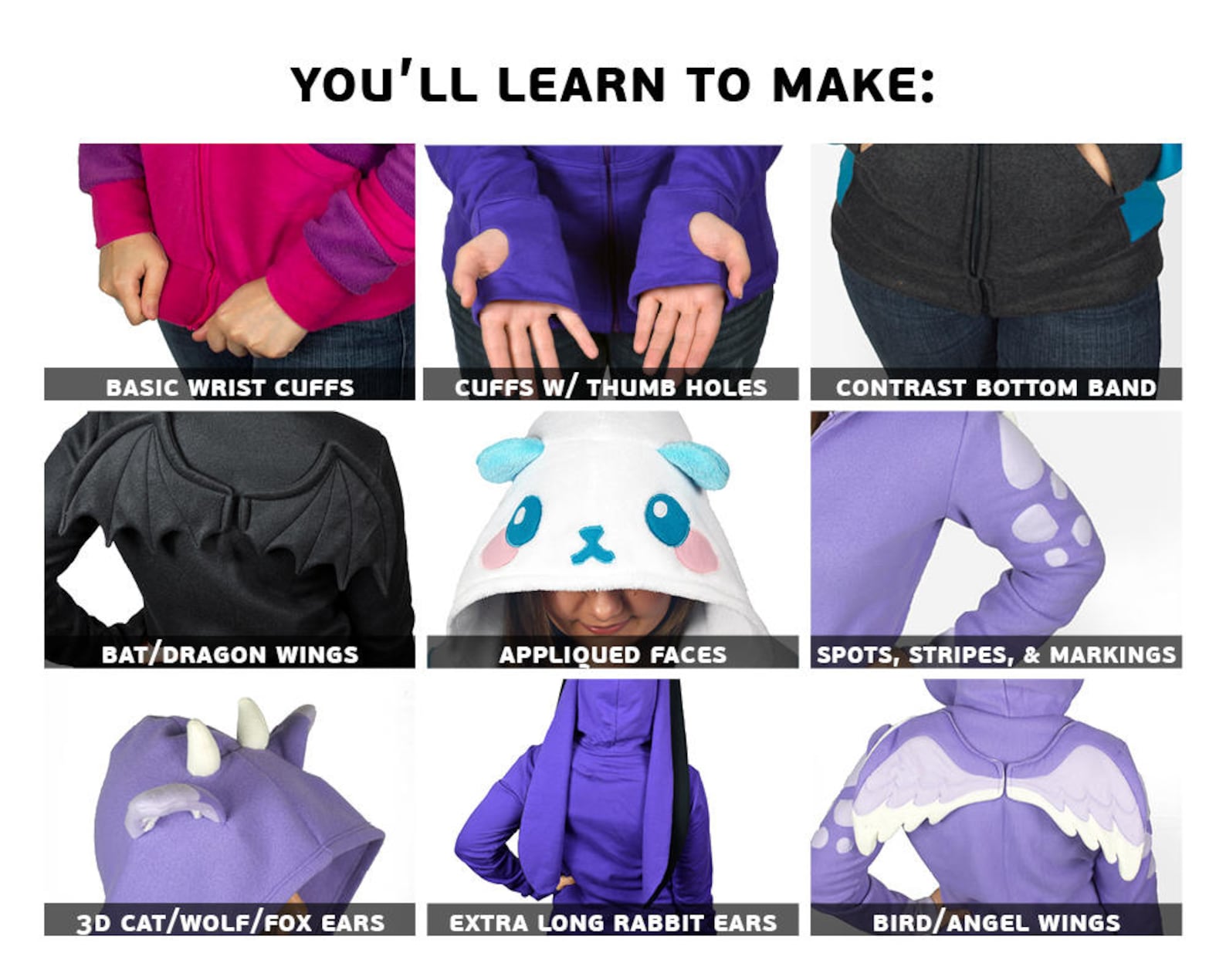 Women's Fitted Cosplay Hoodie Sewing Pattern .pdf Tutorial Hooded ...