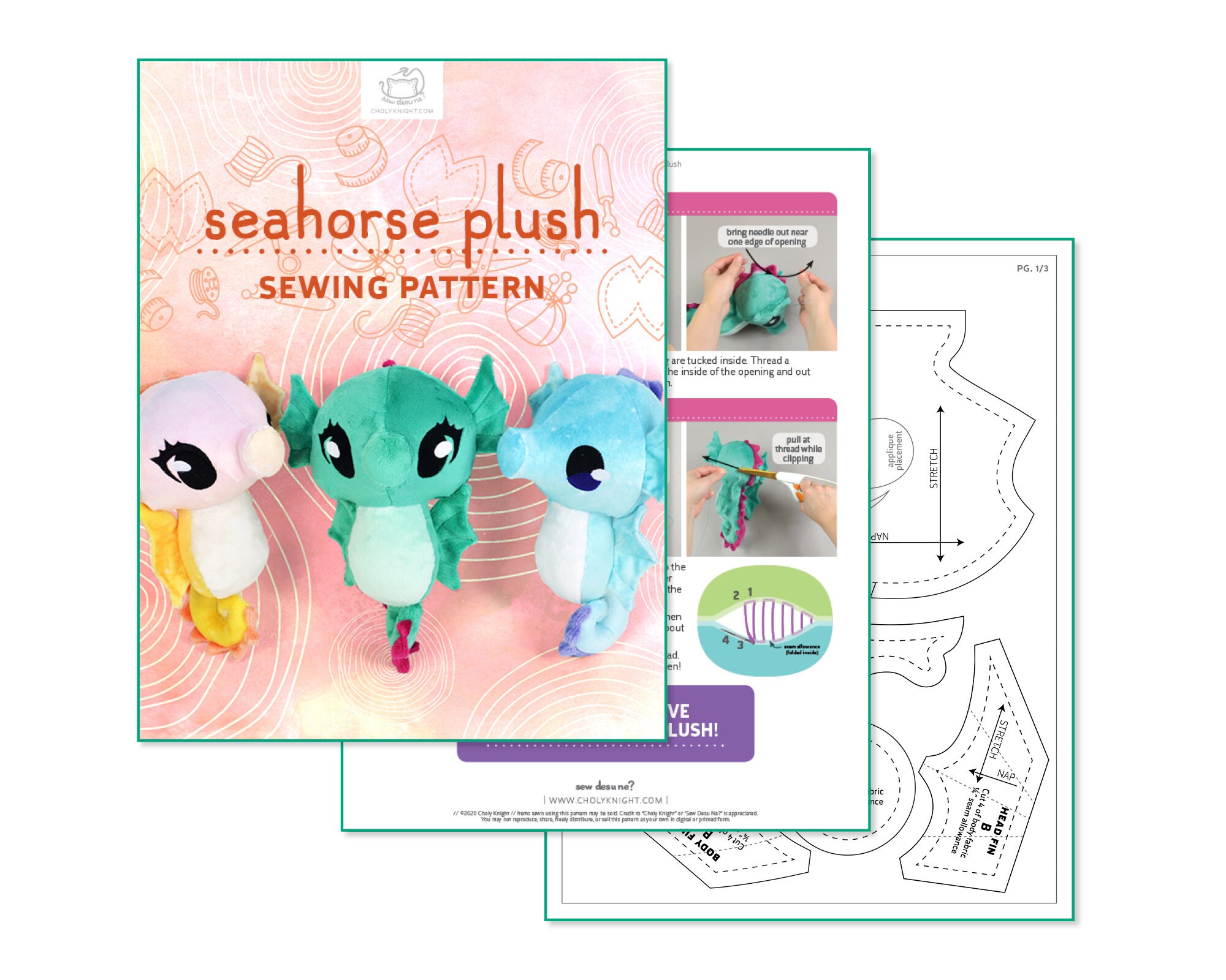 Seahorse Plush Sewing Pattern .pdf Tutorial - Etsy Australia