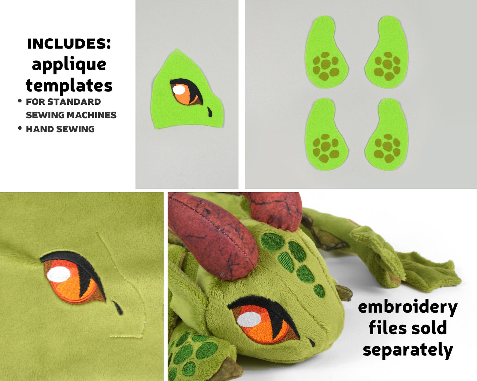 Neck Dragon Plush Sewing Pattern .pdf Tutorial Posable Wearable ...