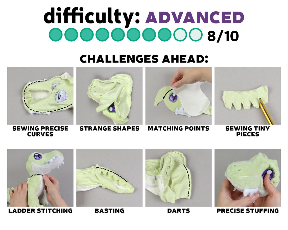 Alligator Plush Sewing Pattern .pdf Tutorial Gator Lizard - Etsy