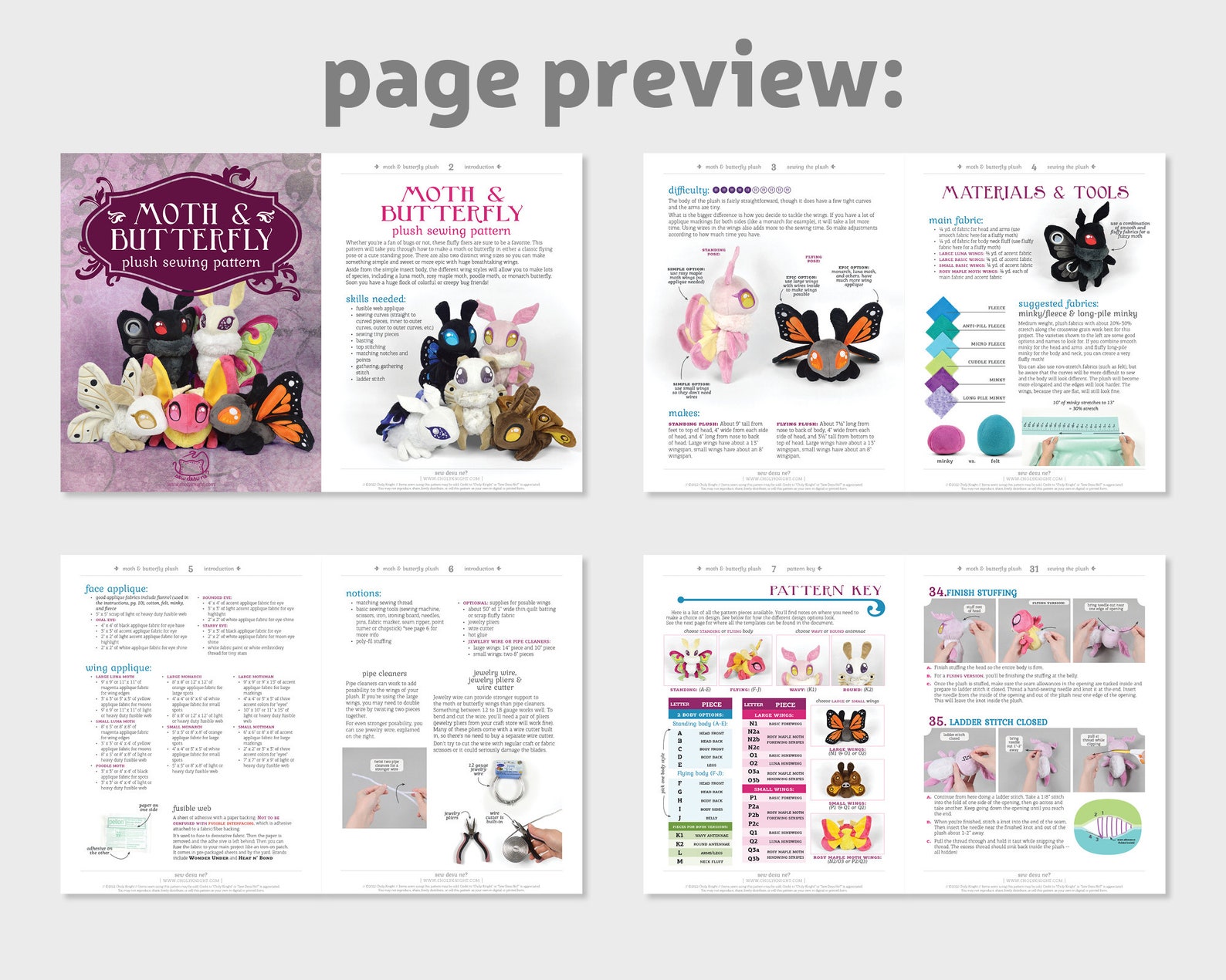 Moth & Butterfly Plush Sewing Pattern .pdf Tutorial Luna | Etsy Australia