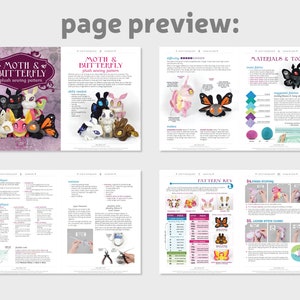 Moth & Butterfly Plush Sewing Pattern .pdf Tutorial Luna Monarch Poodle ...