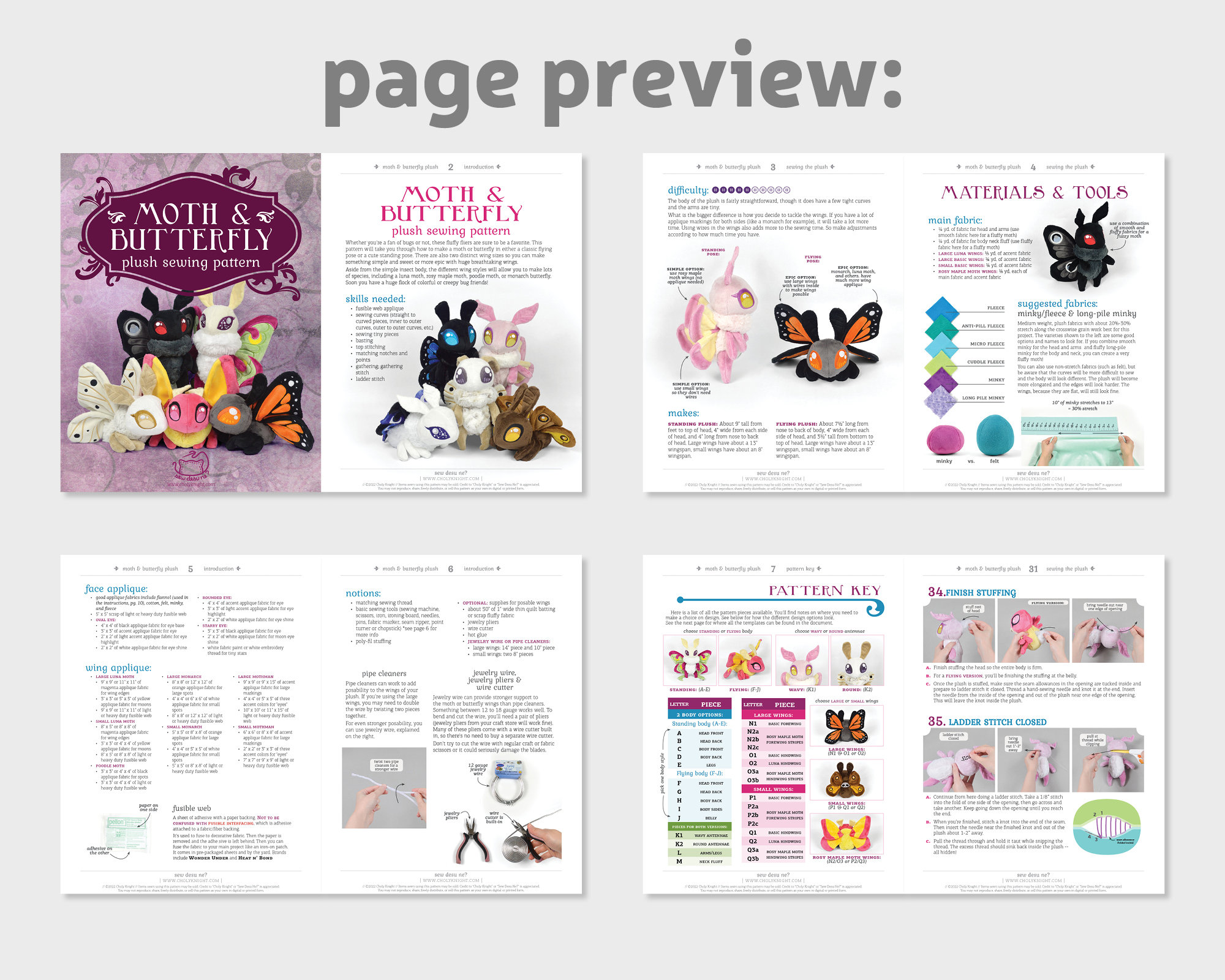 Moth & Butterfly Plush Sewing Pattern .pdf Tutorial Luna - Etsy Canada
