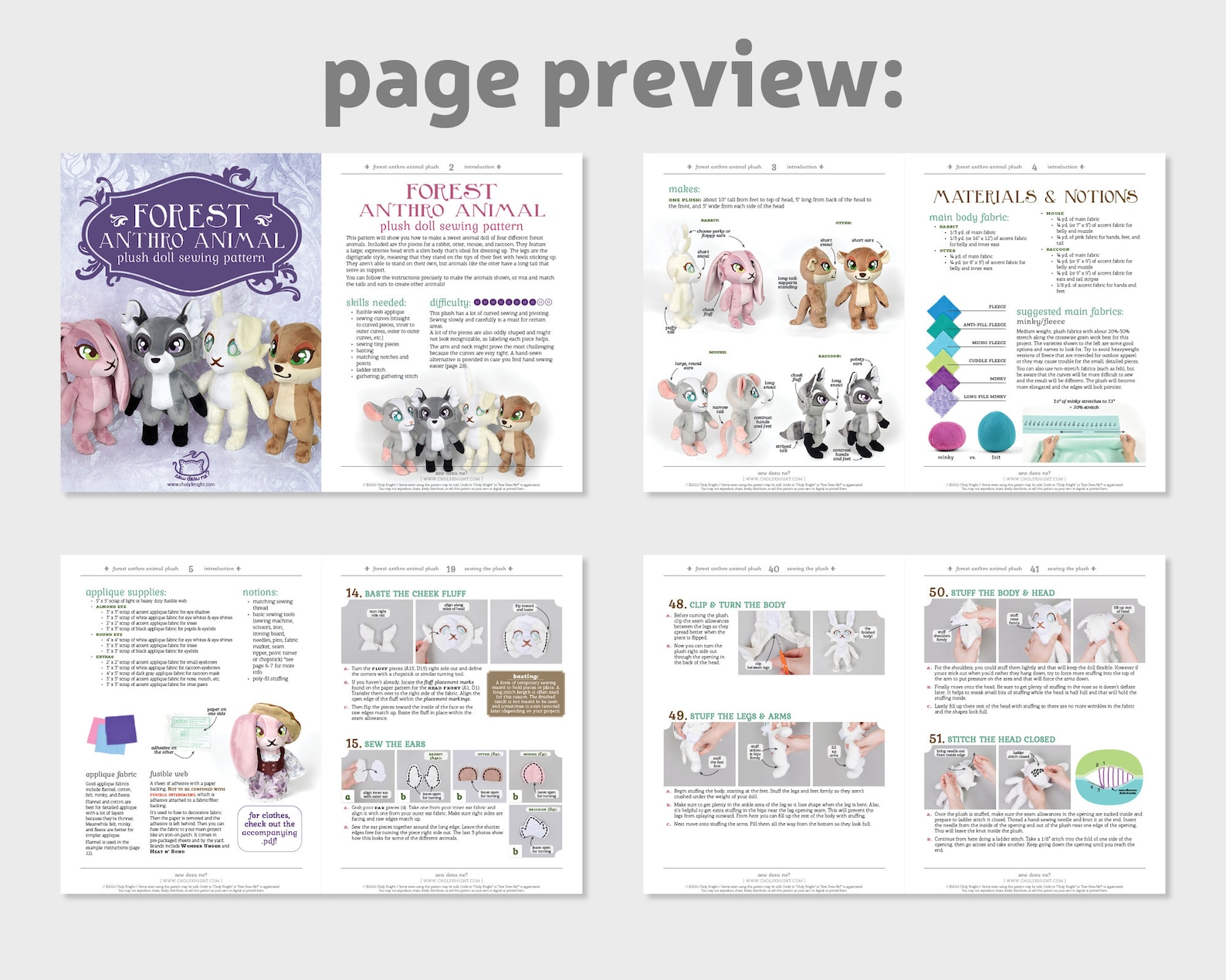 Forest Anthro Animal Plush Sewing Pattern .pdf Tutorial Rabbit Bunny ...