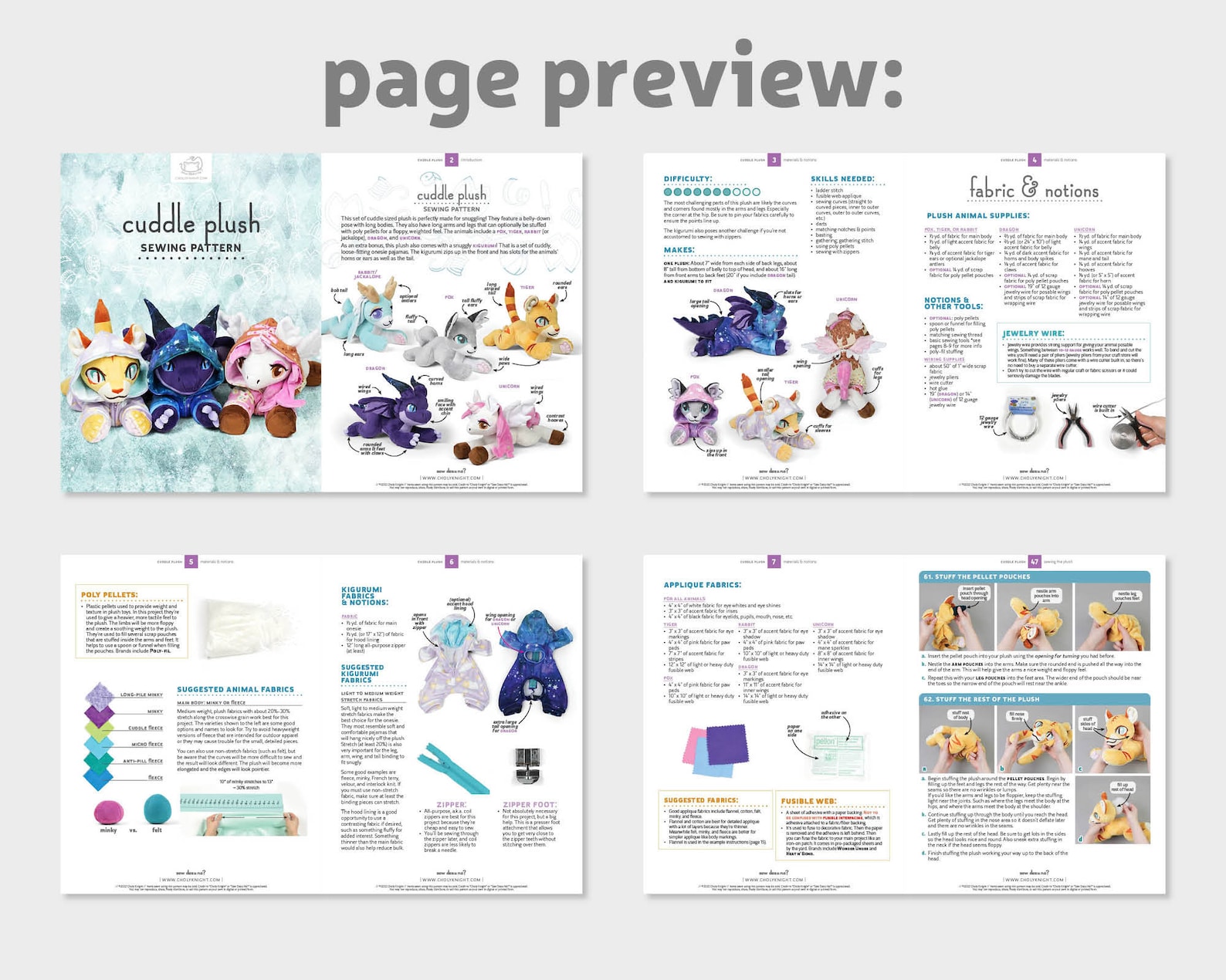 Cuddle Plush Animal Sewing Pattern .pdf Tutorial With Matching Onesie ...