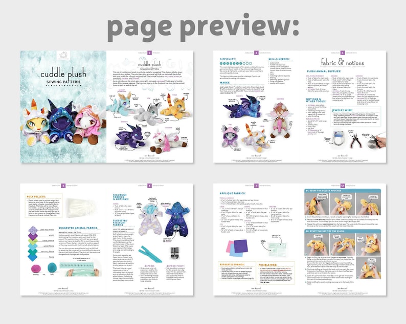 Cuddle Plush Animal Sewing Pattern .pdf Tutorial With Matching - Etsy