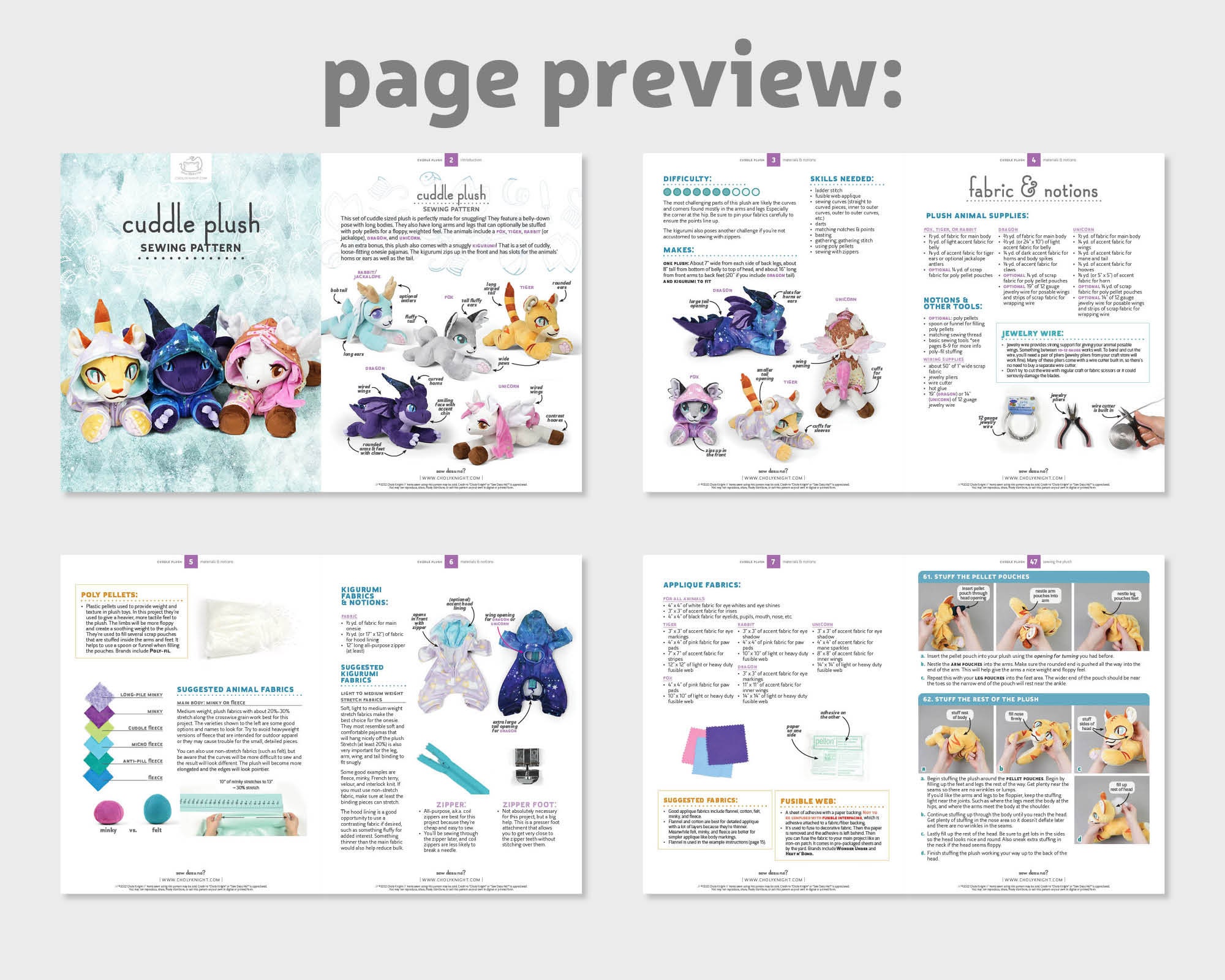 Cuddle Plush Animal Sewing Pattern .pdf Tutorial With Matching - Etsy UK