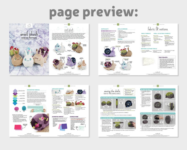 Snail Plush Animal Sewing Pattern .pdf Tutorial Kitty Puppy - Etsy