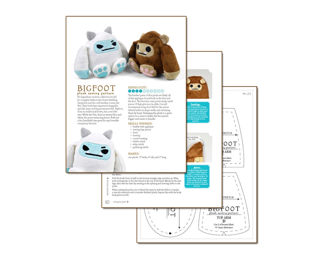 Bigfoot Yeti Sasquatch Monster Plush .pdf Sewing Pattern - Etsy