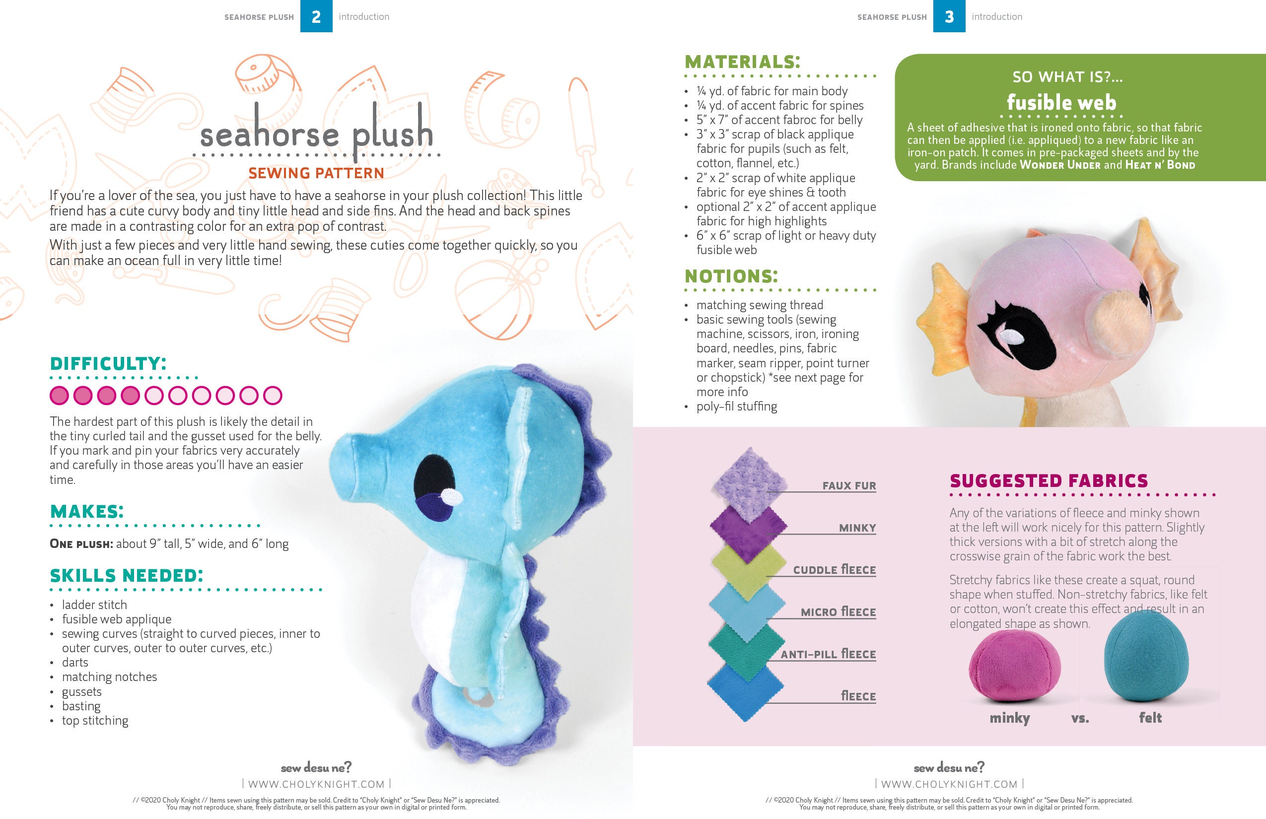 Seahorse Plush Sewing Pattern .pdf Tutorial | Etsy