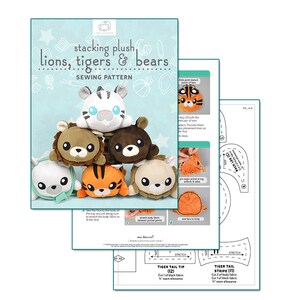 Stacking Lion Tiger Bear Plush Sewing Pattern .pdf Tutorial - Etsy