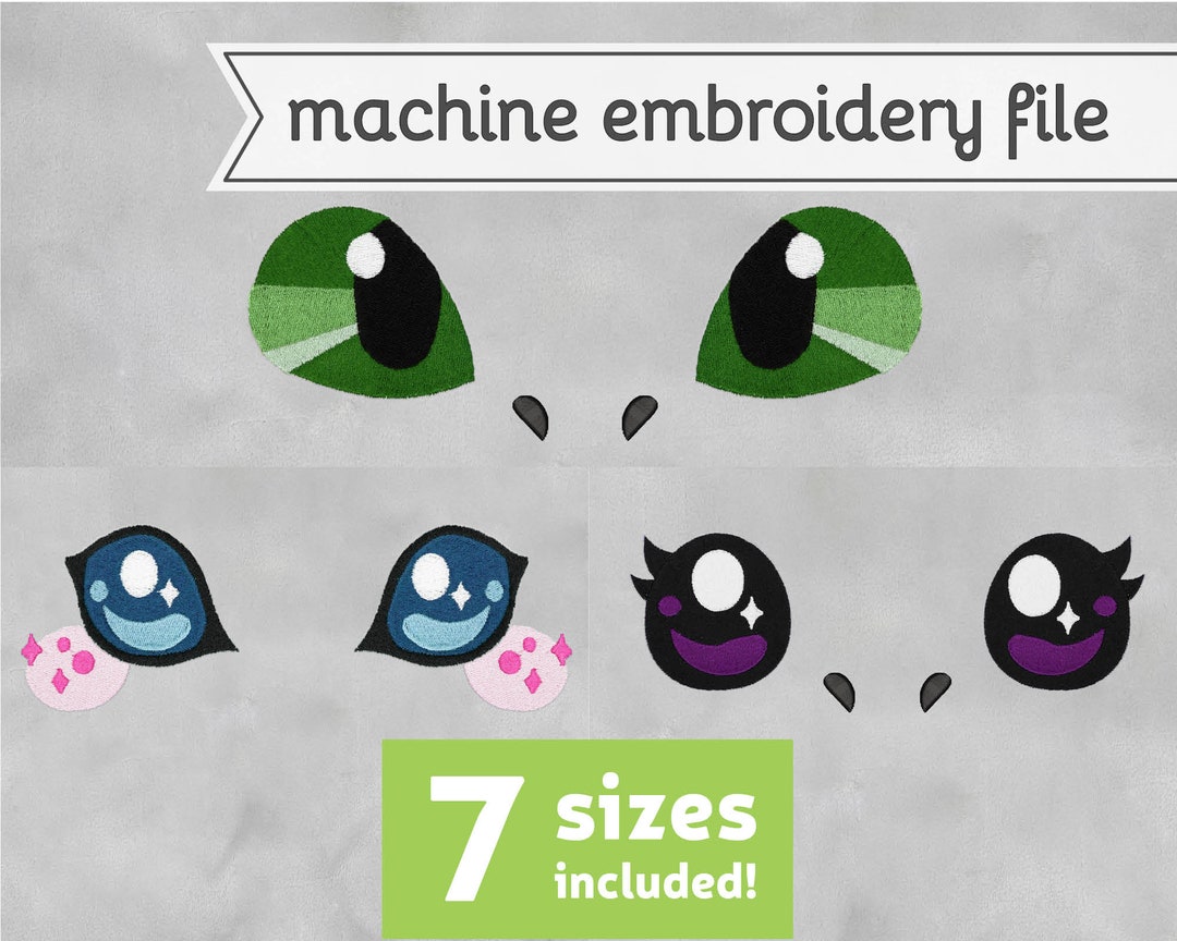 Sweet Animal Eyes #3 Machine Embroidery File Design for Plush 7 Sizes ...