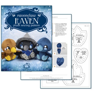 Raven Plush With Scarf & Witch Hat Sewing Pattern .pdf Tutorial Wizard ...
