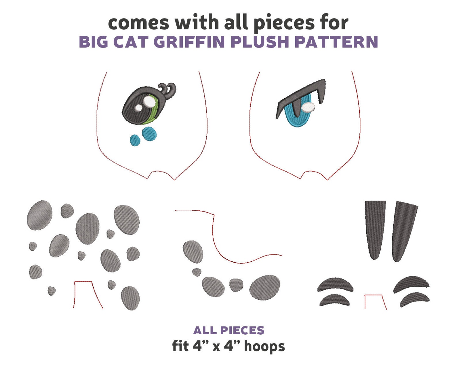 Griffin Eyes Machine Embroidery File Design for Plush 7 Sizes | Etsy