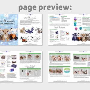 Otter & Weasel Plush Animal Sewing Pattern .pdf Tutorial Ferret Ermine ...