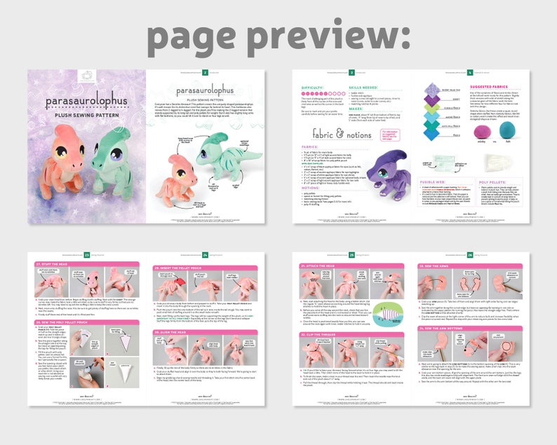 Parasaurolophus Dinosaur Plush Sewing Pattern .pdf Tutorial Parasaur - Etsy