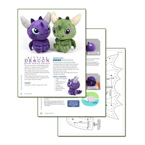 Dragon Sitting With Horns Tail Spikes Plush Sewing Pattern .pdf ...