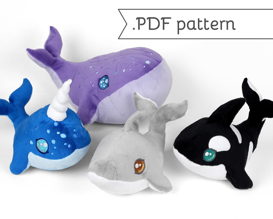 Whales & Dolphins Plush Animal Sewing Pattern .pdf Tutorial Blue Whale Narwhal Orca - Etsy