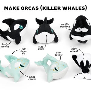 Whales & Dolphins Plush Animal Sewing Pattern .pdf Tutorial Blue Whale Narwhal Orca - Etsy