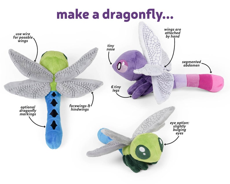 Dragonfly Plush Animal Sewing Pattern .pdf Tutorial Dragon - Etsy