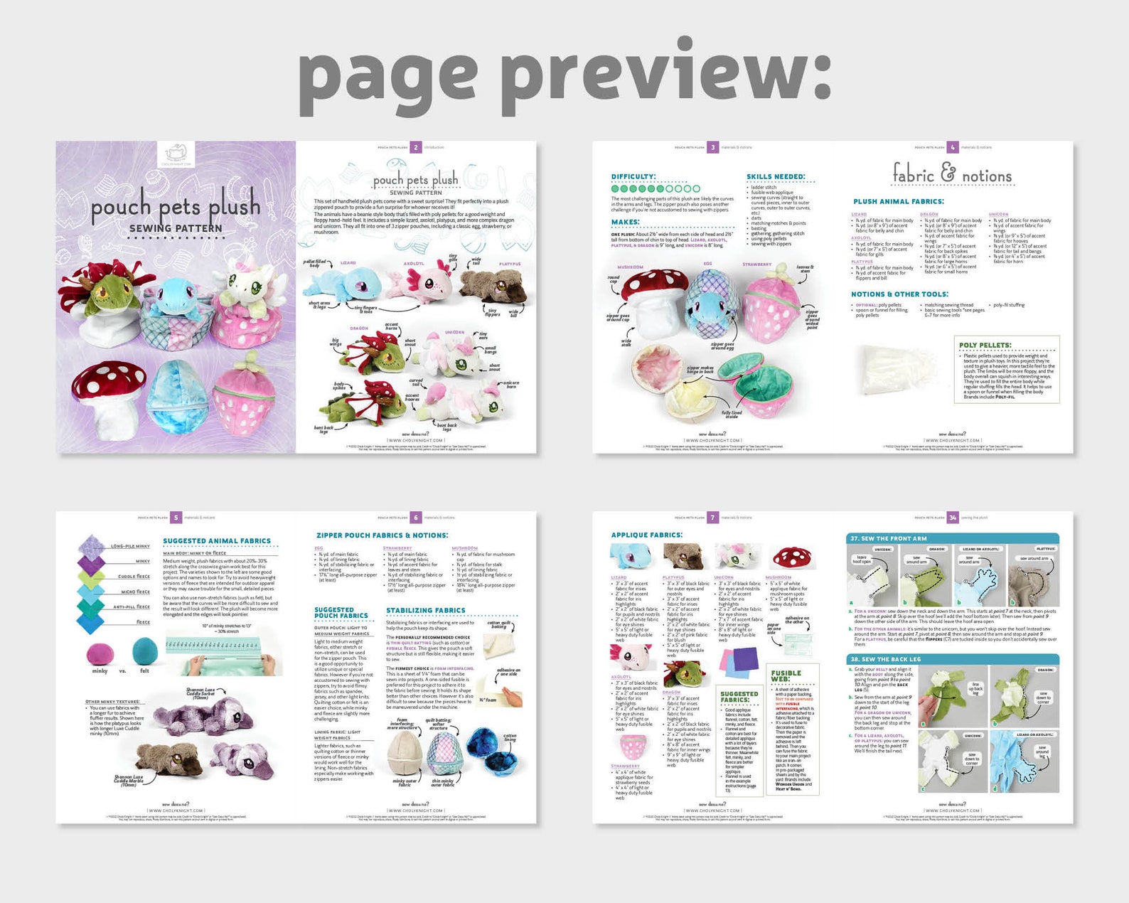 Pouch Pets Plush Sewing Pattern .pdf Tutorial Zipper Dragon Unicorn ...