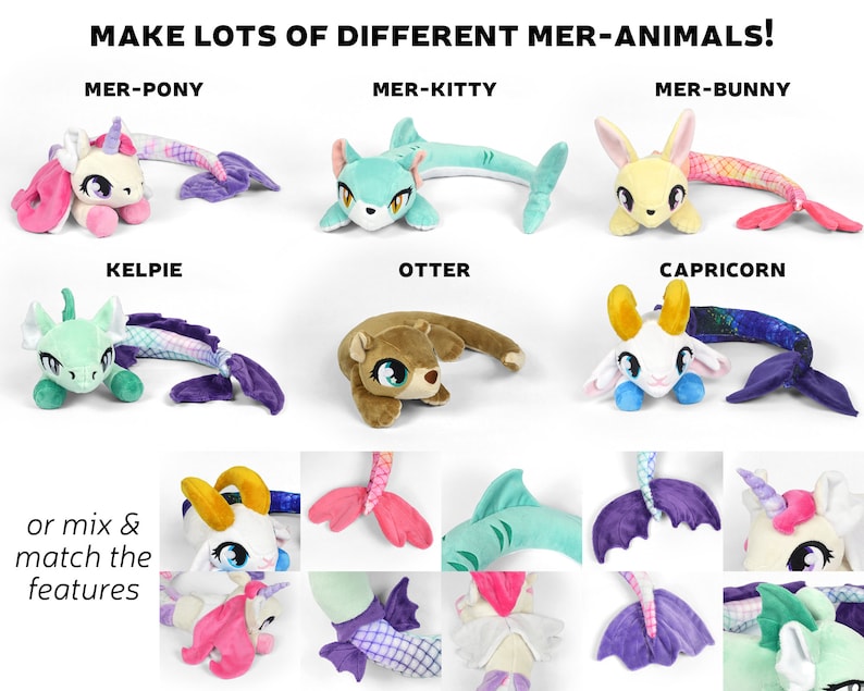 Neck Mer-animals Plush Sewing Pattern .pdf Tutorial Posable - Etsy