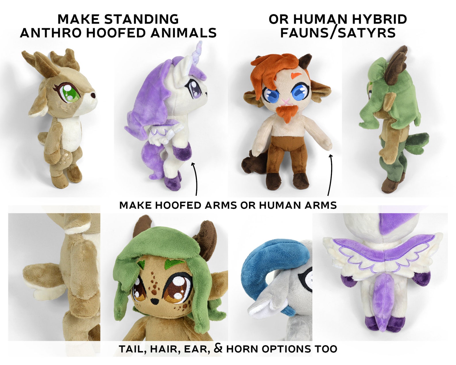 Faun & Anthro Unicorn Deer Goat Doll Plush Sewing Pattern .pdf Tutorial ...