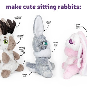 Sitting Rabbit Plush Animal Sewing Pattern .pdf Tutorial Bunny ...