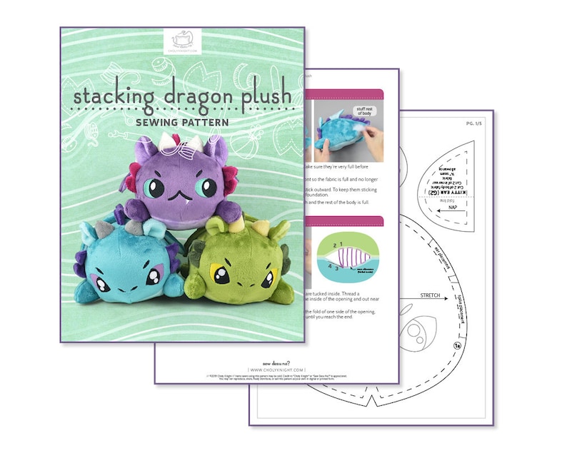 Stacking Dragon Plush Sewing Pattern .pdf Tutorial - Etsy