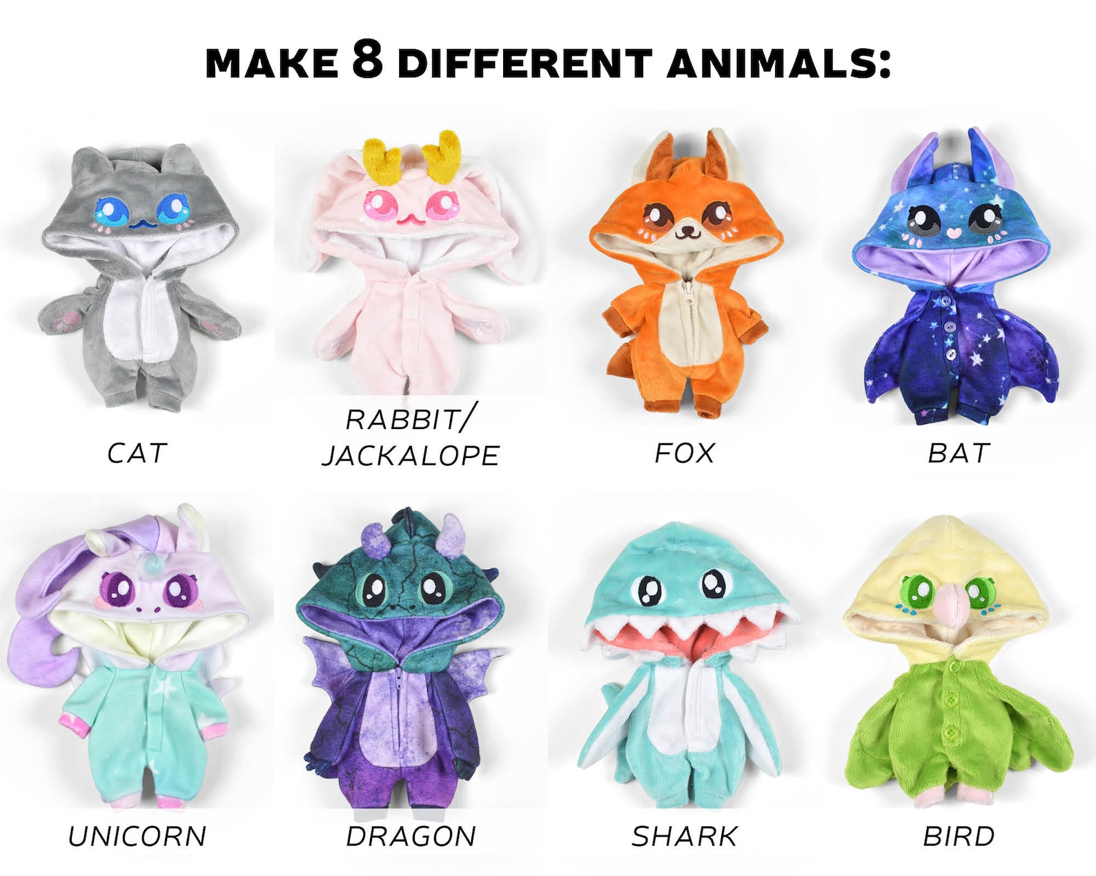 Doll Kigurumi Animal Costume Expansion Pack Sewing Pattern | Etsy