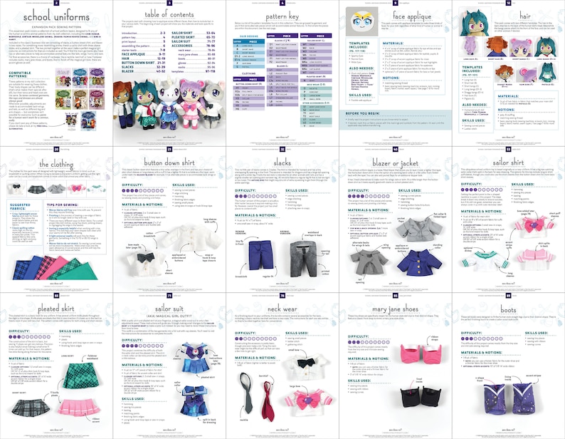 Doll School Uniforms Expansion Sewing Pattern .pdf Tutorial - Etsy