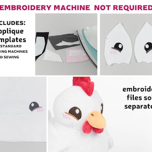 Chicken and Rooster Plush Animal Sewing Pattern .pdf Tutorial Hen Bird ...