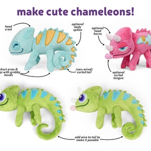 Chameleon Plush Animal Sewing Pattern .pdf Tutorial Lizard - Etsy
