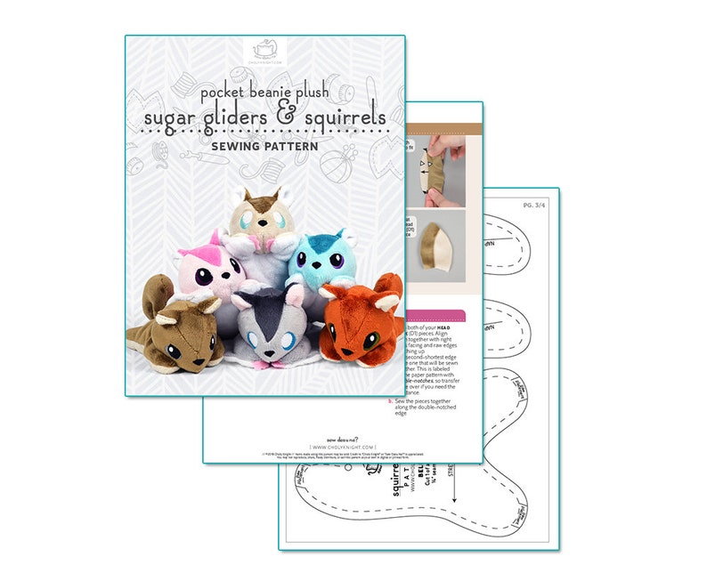 Squirrel Pocket Plush Sewing Pattern .pdf Tutorial Flying - Etsy
