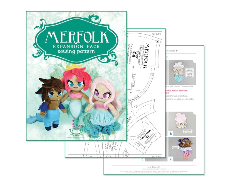 Merfolk Expansion Pack Sewing Pattern .pdf Tutorial Seahorse Jellyfish ...